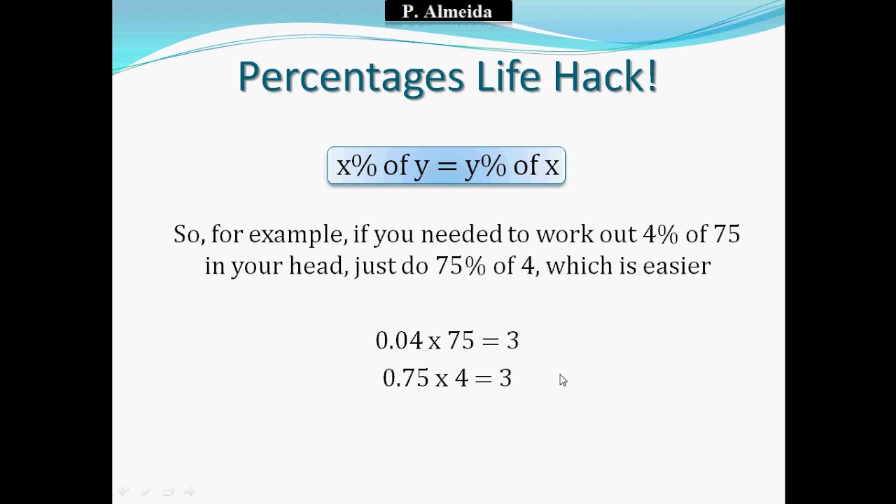 Percentages Life Hack Maths Hacks Youtube
