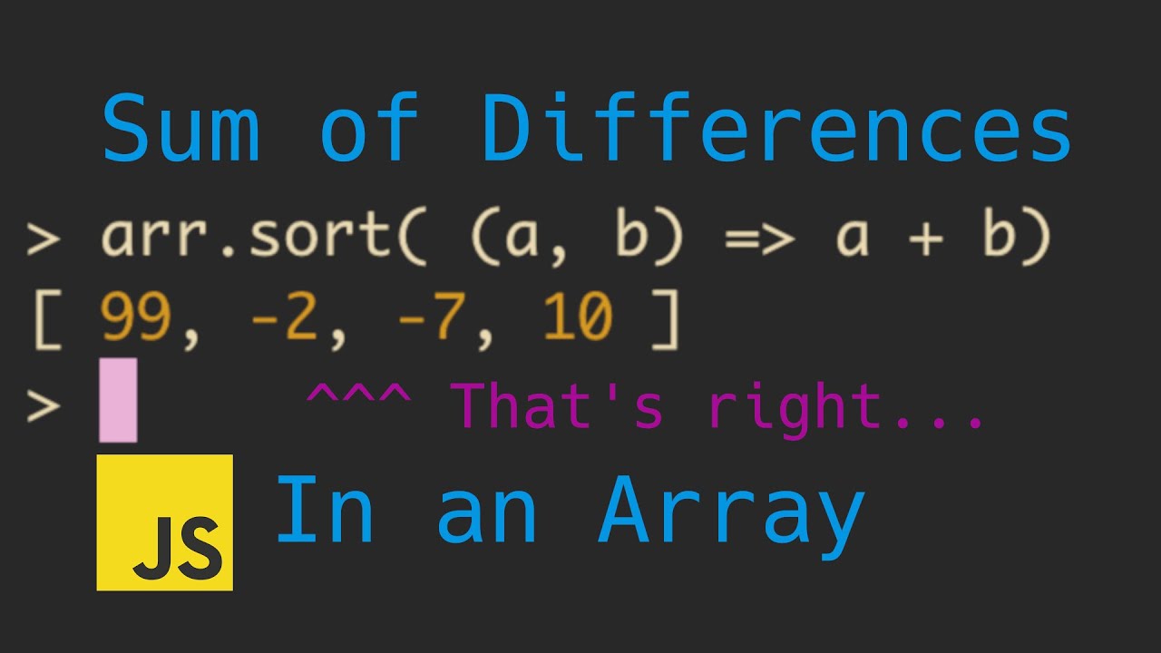 Sum Differences In Array Javascript Codewars Kata Youtube