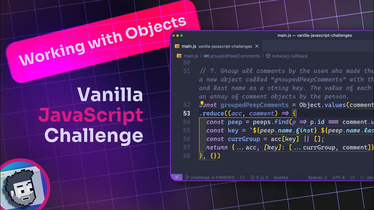 Vanilla Javascript Challenge Working With Objects Youtube