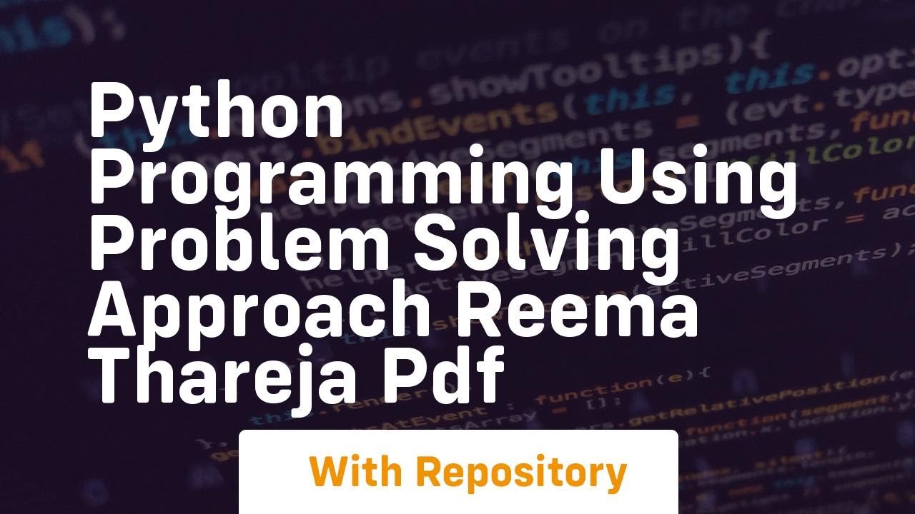 Python Programming Using Problem Solving Approach Reema Thareja Pdf