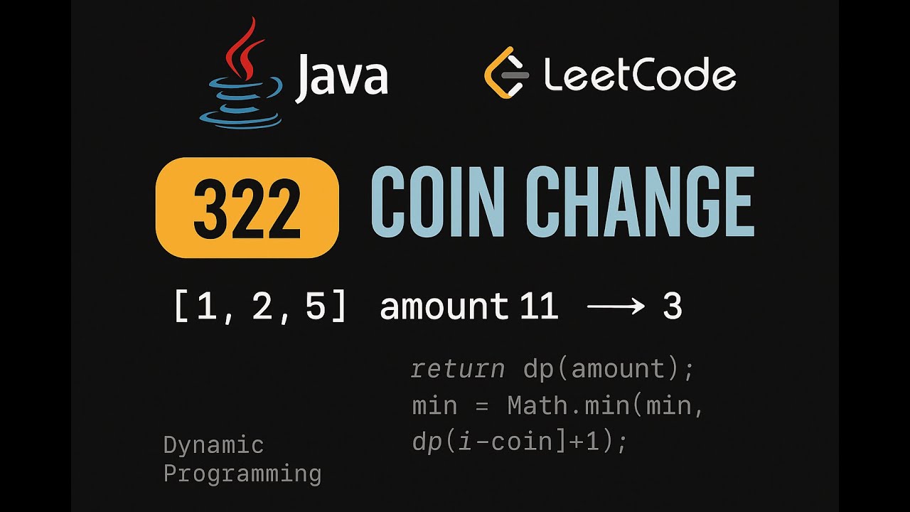 Leetcode 322 Coin Change Java Solution Dynamic Programming Youtube