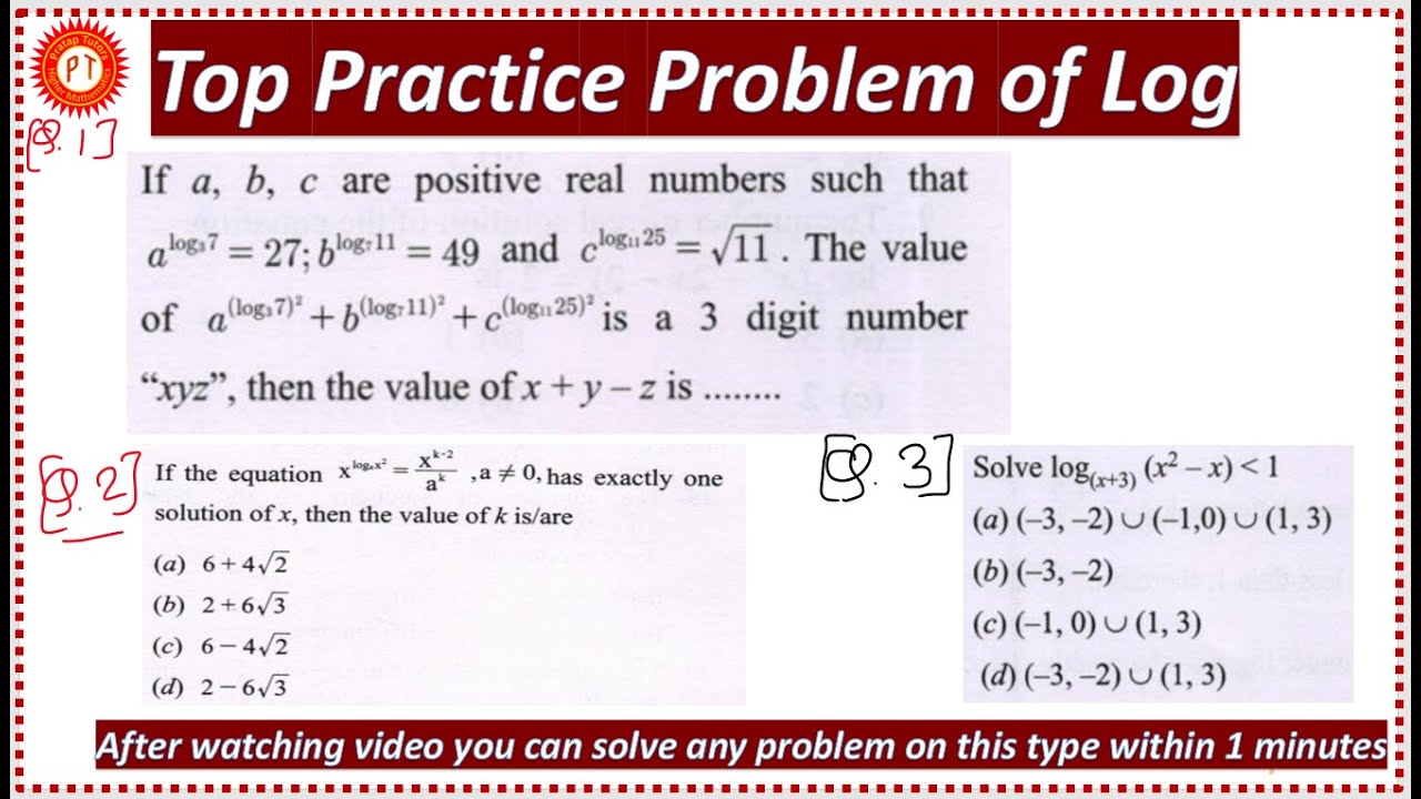 Unlocking Logarithms Jee Main Advanced Problem Solving With Pratap