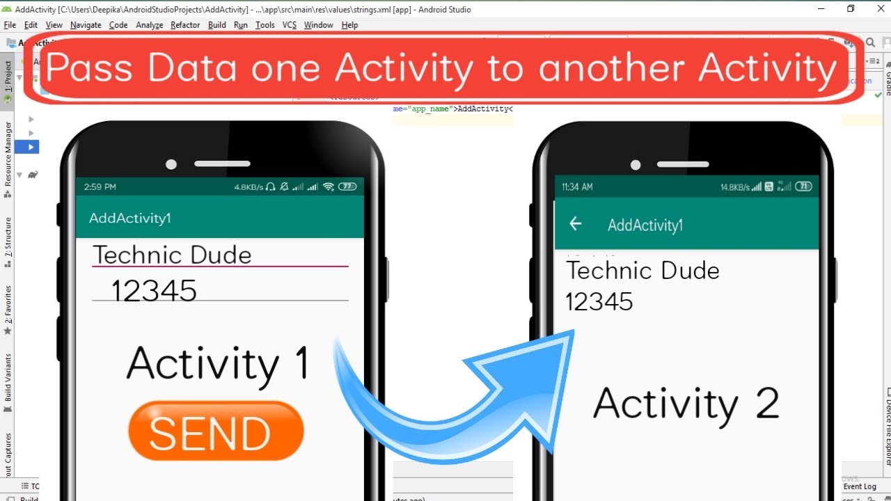 How To Pass Data One Activity To Another Activity In Android Studio