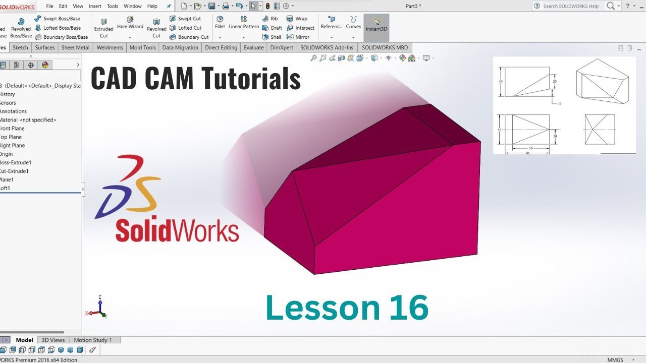Solidworks Education Lesson 16 Solidworks Tutorials Youtube