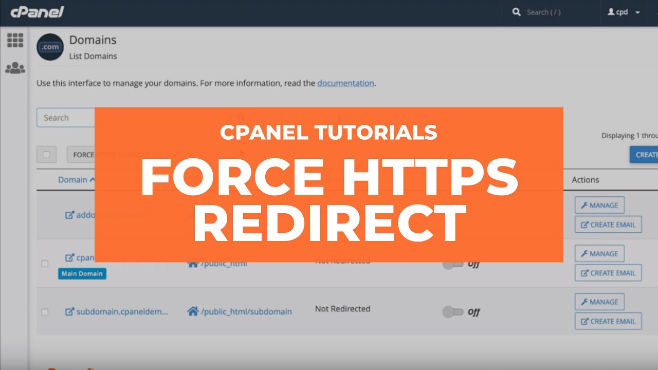 Cpanel Tutorials How To Use The Force Https Redirect Feature Youtube