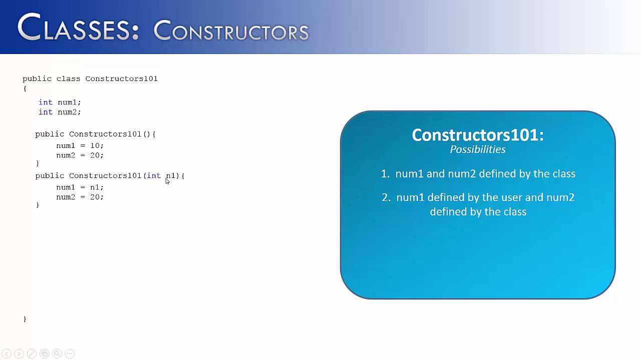 Classes Part 12 Constructors Java Youtube
