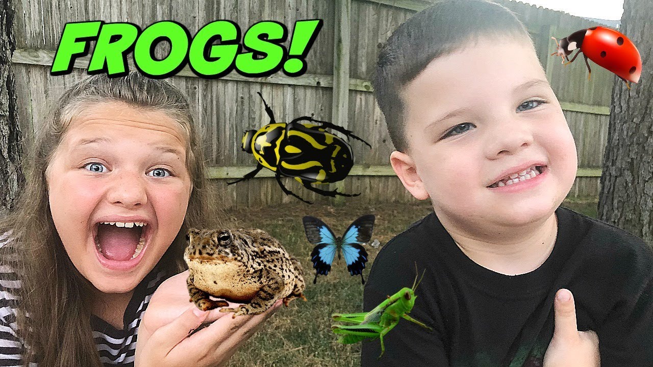 Kids Playing Outside With Baby Frogs And Bugs Pretend Play Youtube