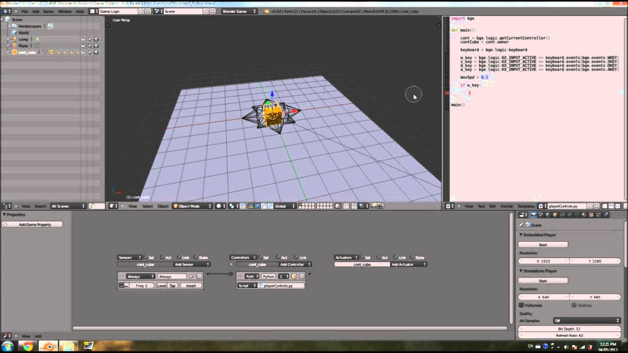 Hd Blender Game Engine Directional Axis Movement Using Python