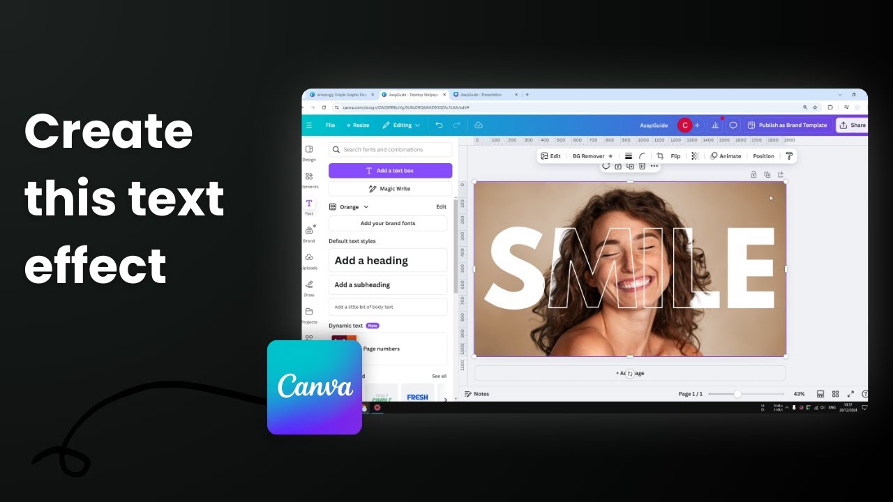 How To Create Transparent Overlay Text Effect In Canva Youtube
