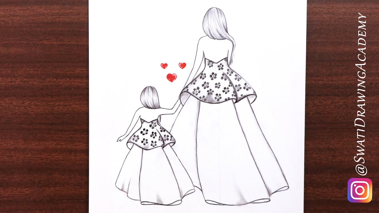 Mom And Daughter Drawing