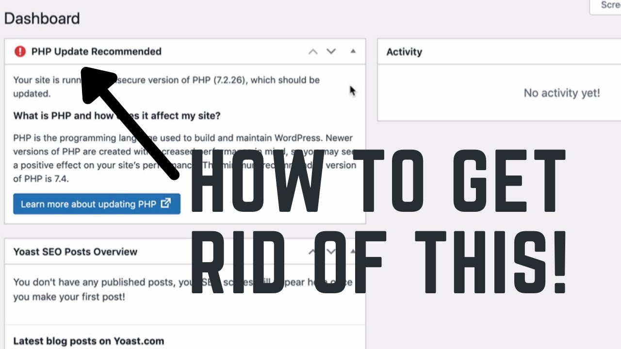 How To Remove Php Update Recommended Notice Wordpress Admin 2021 Youtube