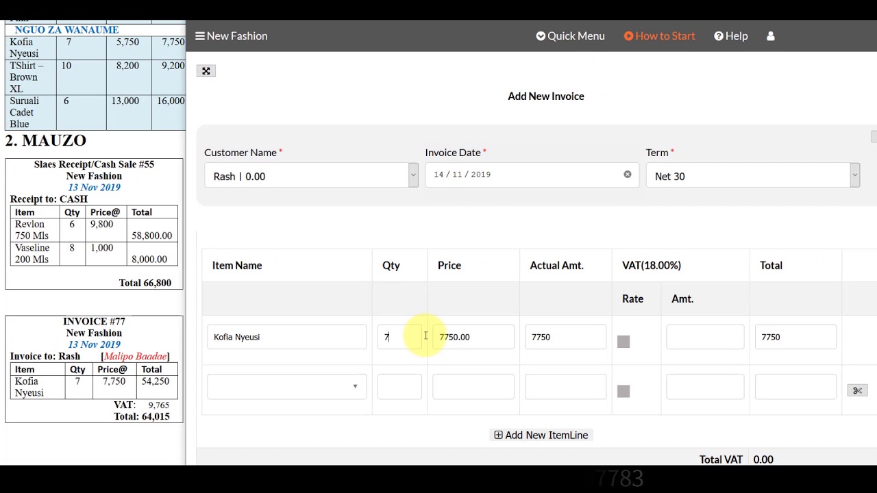 Invoice Youtube