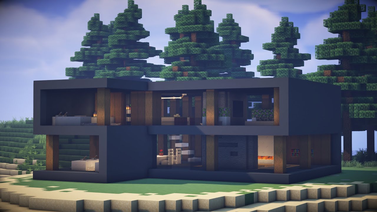Minecraft Tutorial How To Build A Dark Modern House Youtube