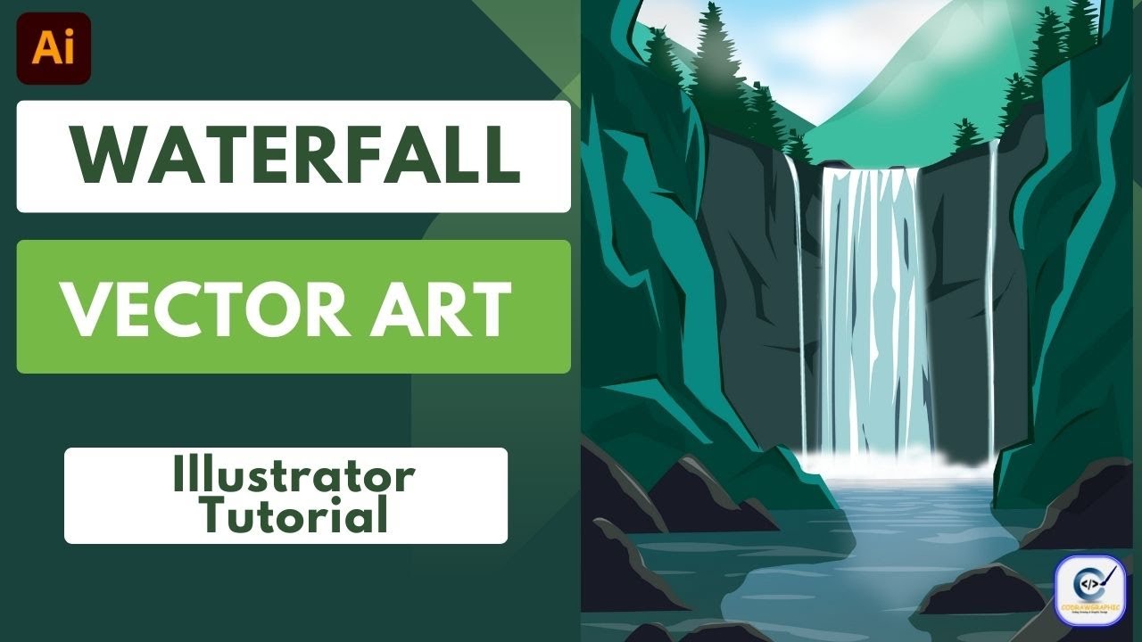 Waterfall Vector Art In Adobe Illustrator Vector Illustration Youtube
