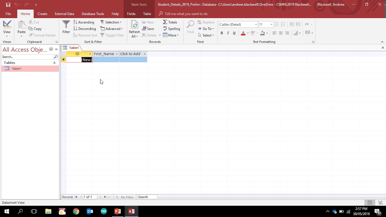 Database Tutorial 3 Creating A Table Using Data Dictionaries Youtube