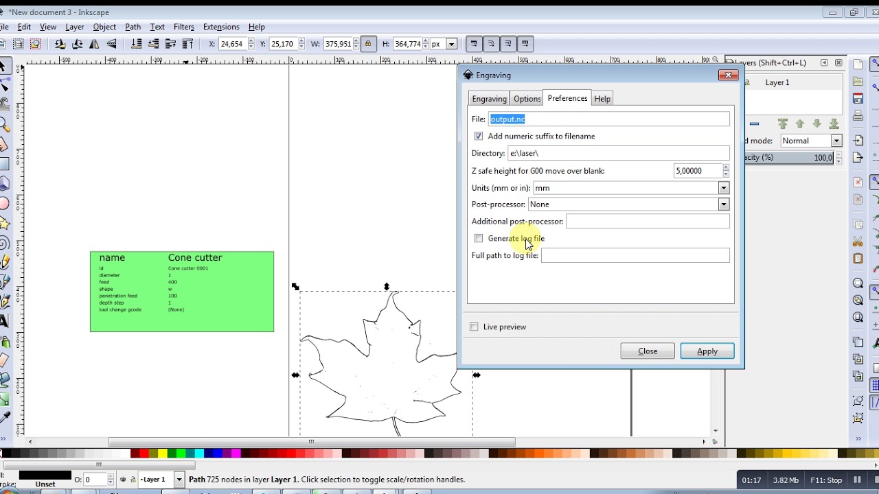 Inkscape Bmp Gcodetools Gcode Grbl Youtube