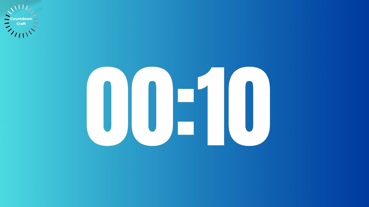 10 Seconds Countdown Timer In Blue Gradient Background Youtube