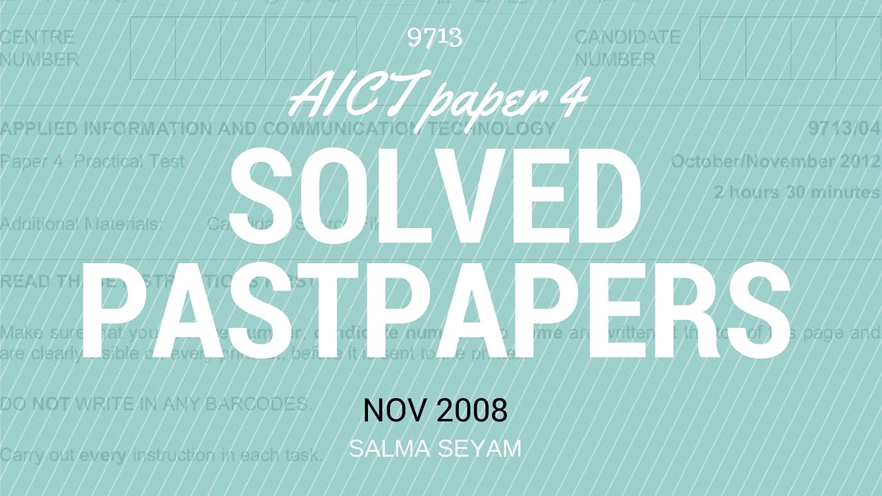 Nov 2008 Aict Paper 4 9713 Youtube