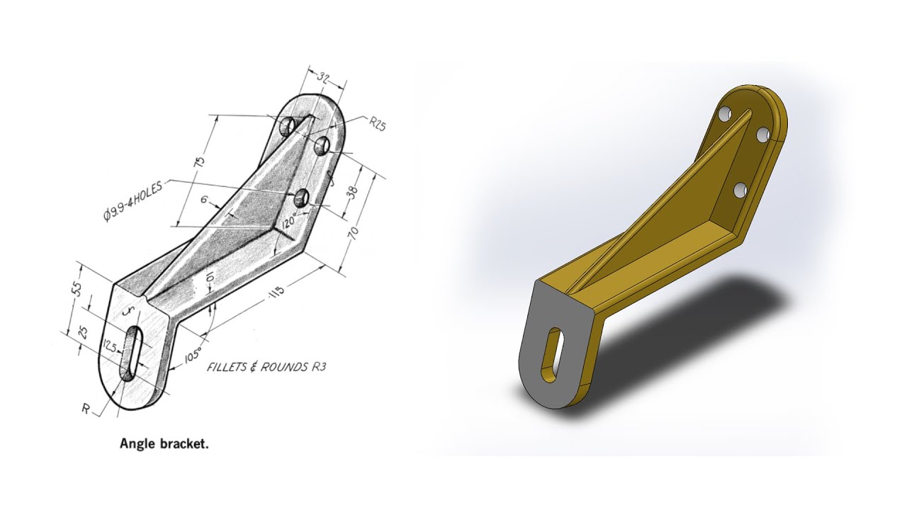 Angle Bracket In Solidworks Solidworks Tutorial Part Design Part