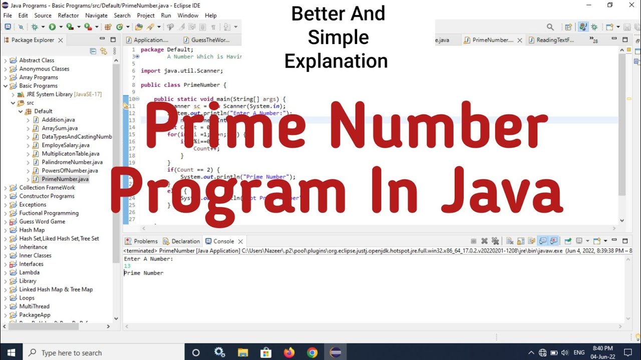 Prime Number Program In Java Check A Number Is Prime Or Not Java
