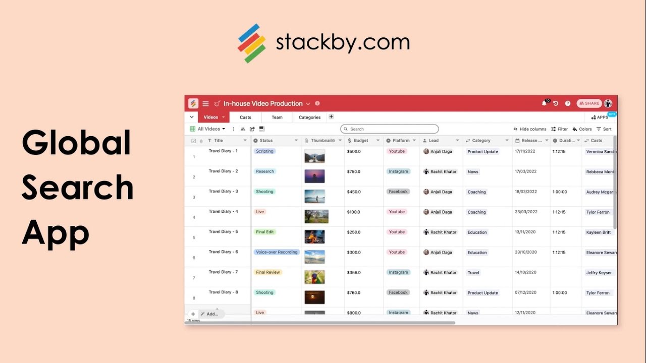 Stackby Apps Tutorial Global Search App Youtube