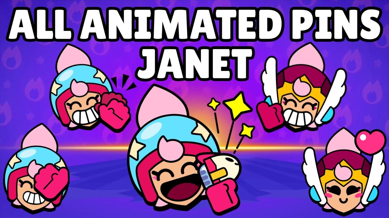 Janet Pins New Animated Pins Brawl Stars Green Screen Youtube