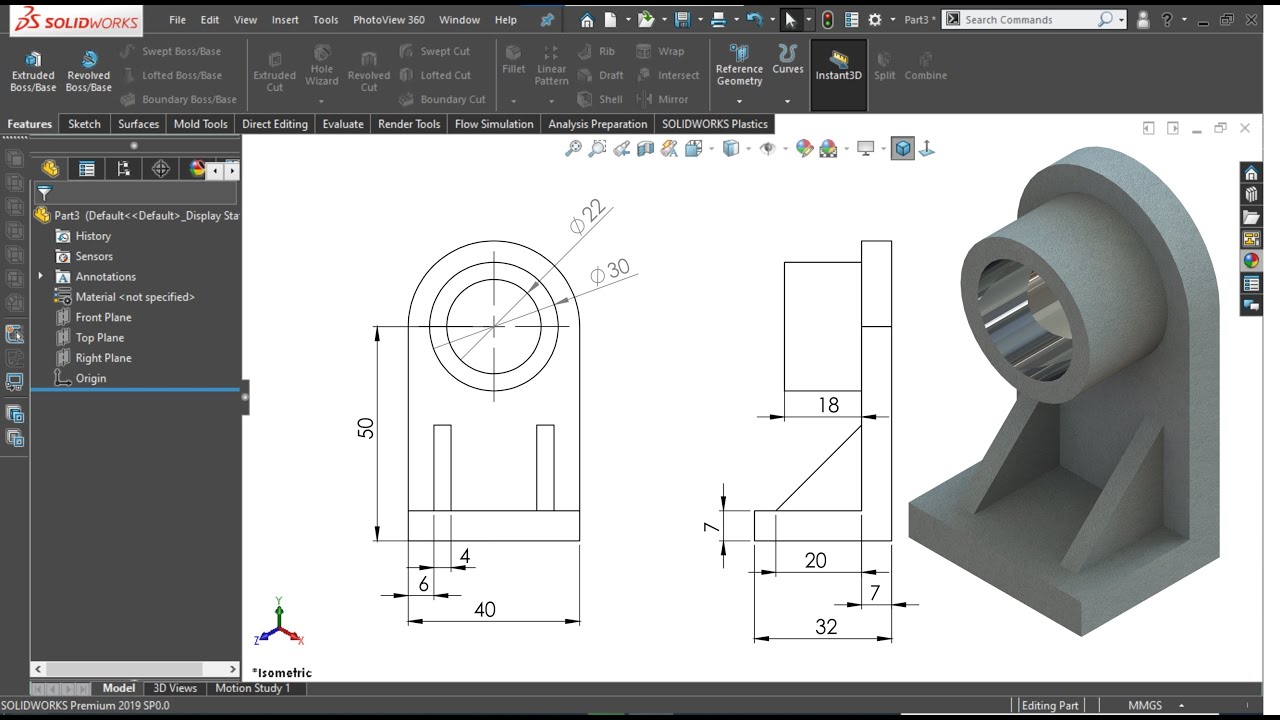 Solidworks Drawing Tutorial For Beginners Exercise 28 Youtube