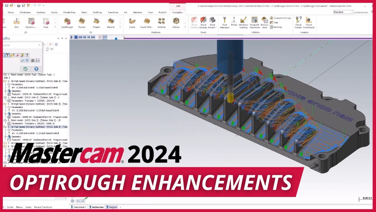 Optirough Enhancements In Mastercam 2024 Youtube
