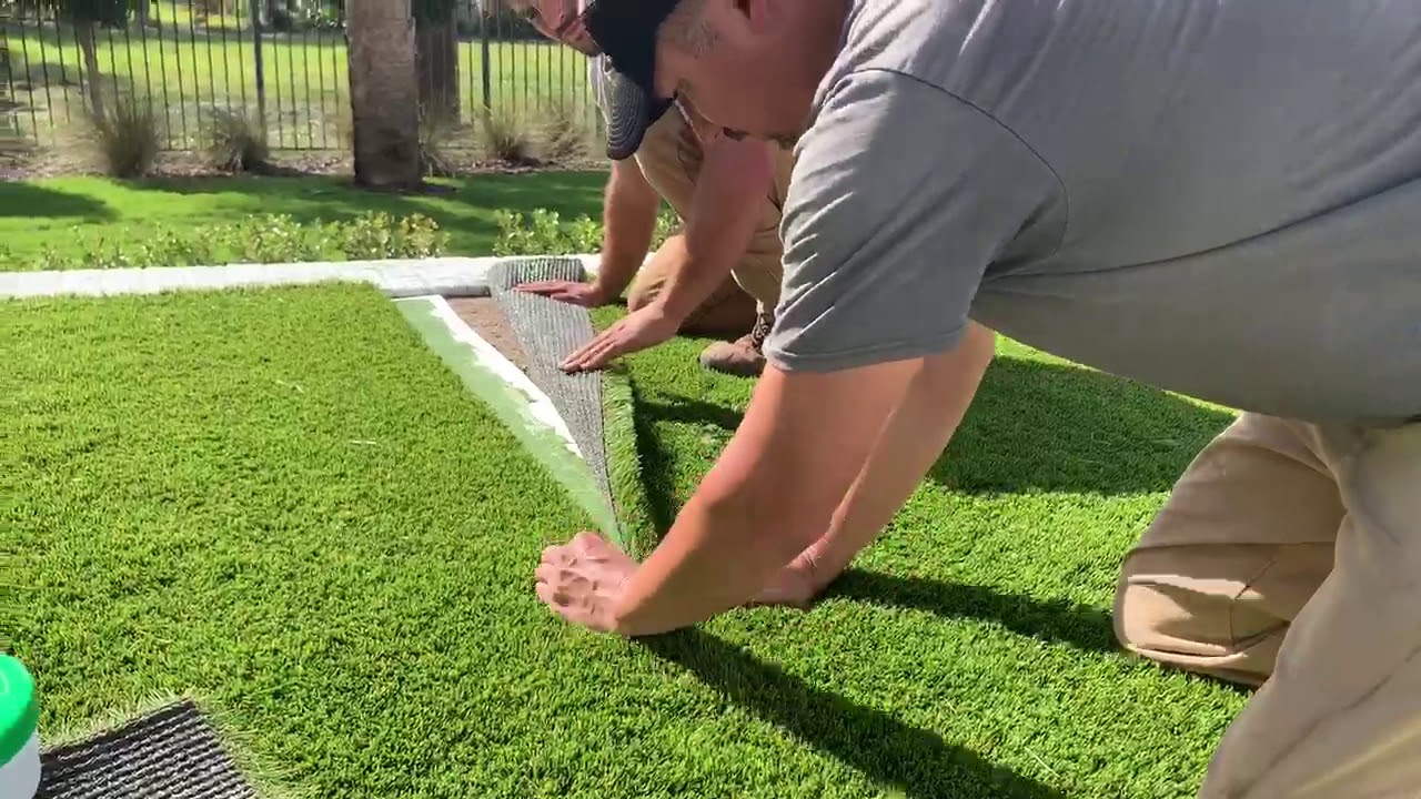 Seaming Artificial Turf Panels Placing The Actual Panel In The Glue