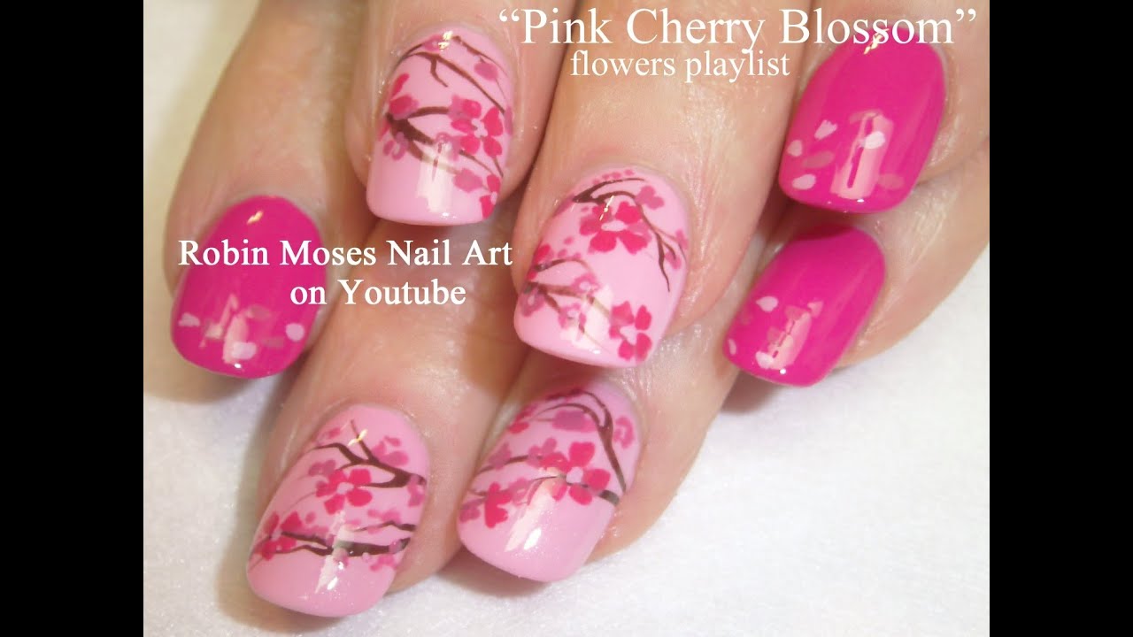 Diy Flower Nails Easy Pink Cherry Blossom Floral Nail Art Tutorial