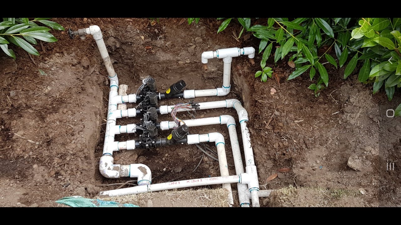 Installation Of An Irrigation System Rainbird Rotor Sprinklers And