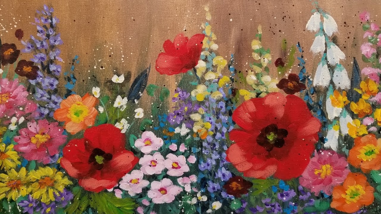 Impressionist Flower Garden Acrylic Painting Tutorial Live Youtube