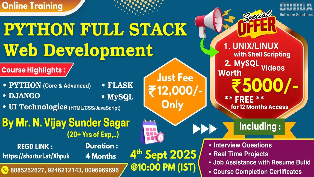 Python Full Stack Web Development Online Training Durgasoft Youtube