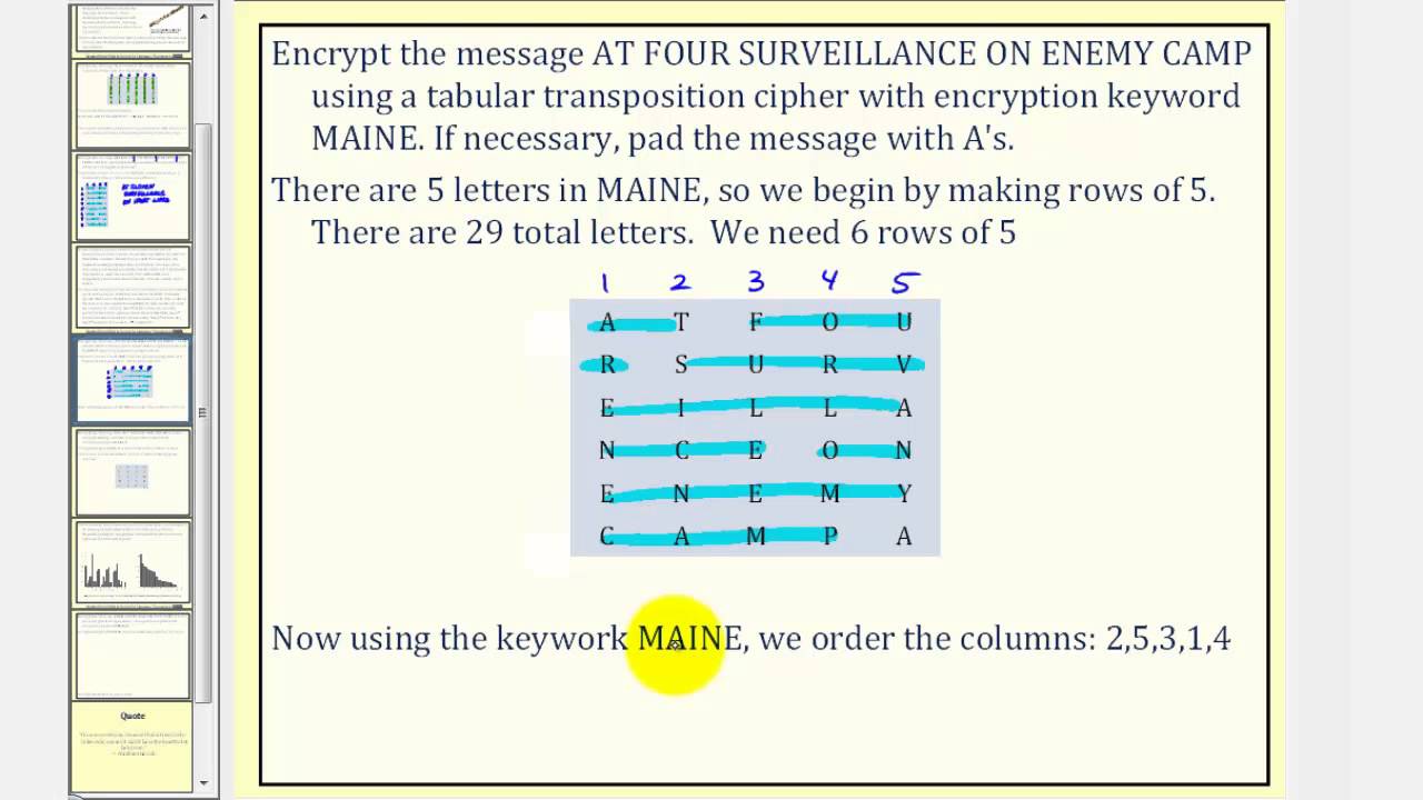 Transposition Cipher Denvernet