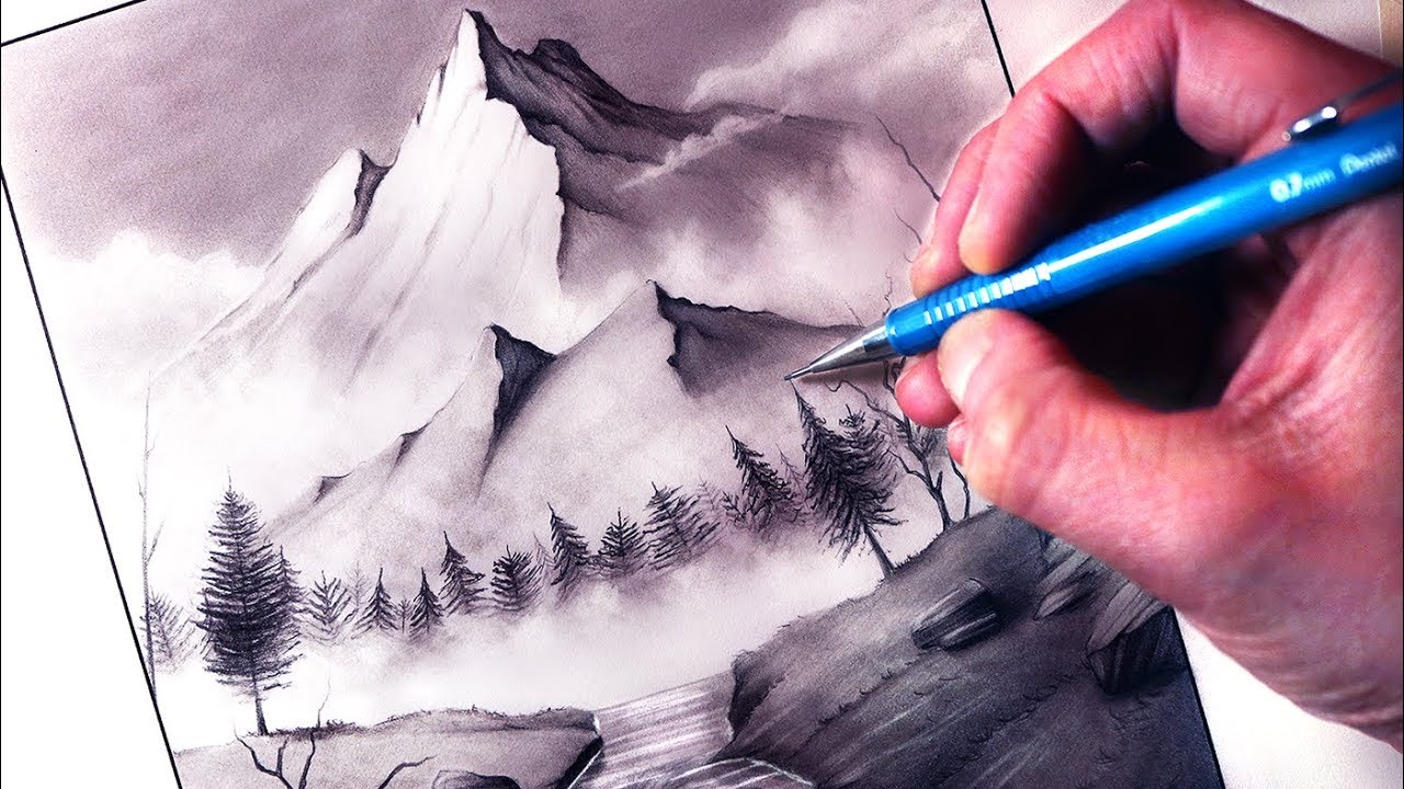 Mountain Stream Drawing Mountain Stream Line Art Stock Illustrations