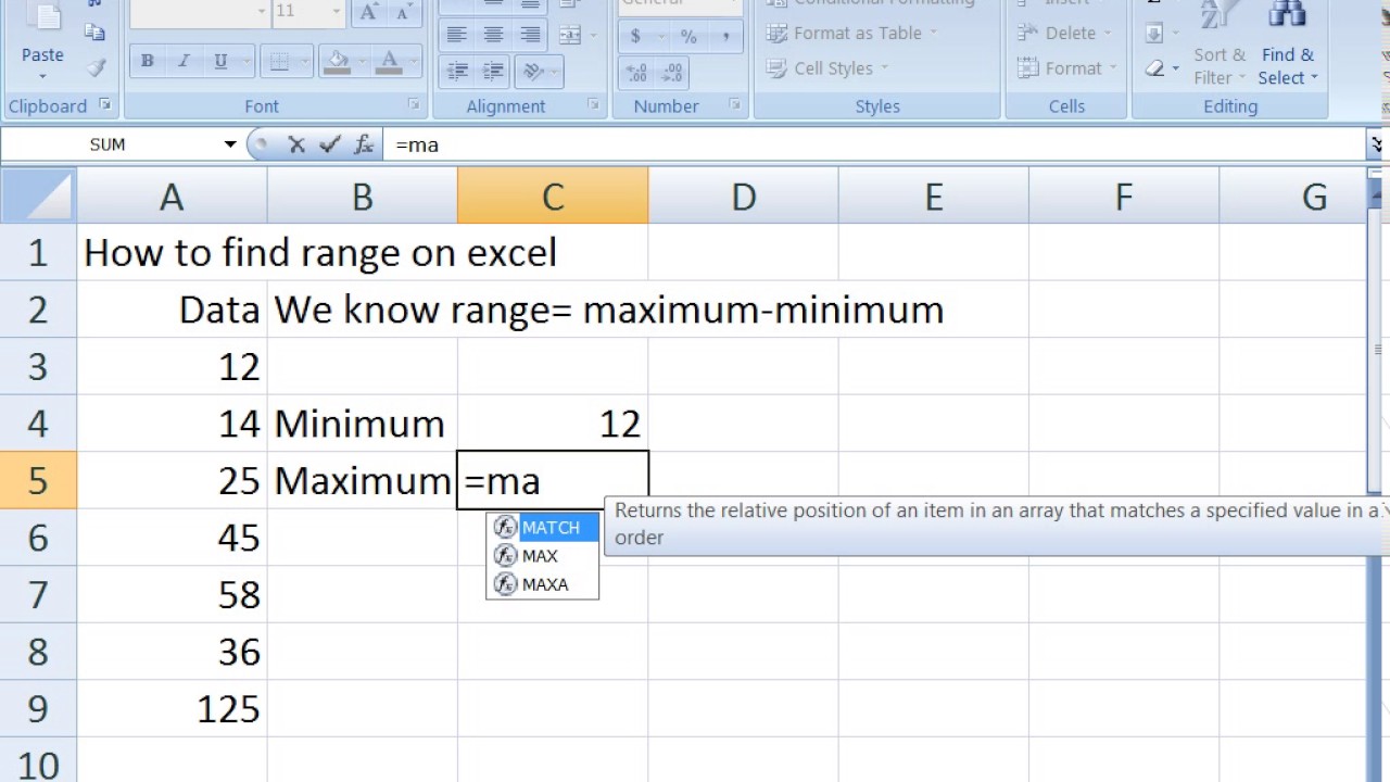 Excel Min Max Range