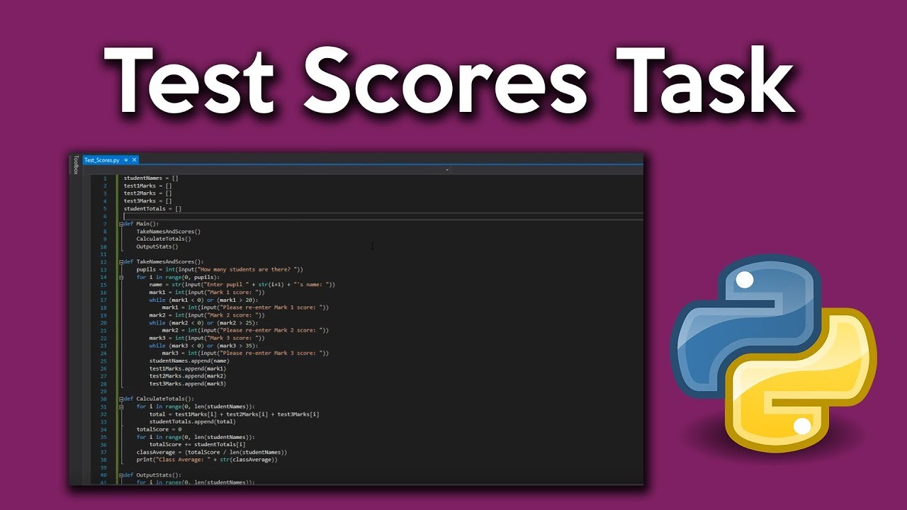 Python Tutorial 5 Class Test Scores Task Youtube