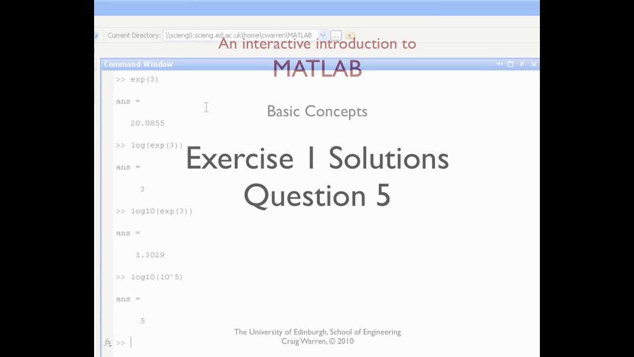 Exercise 1 Solutions Youtube