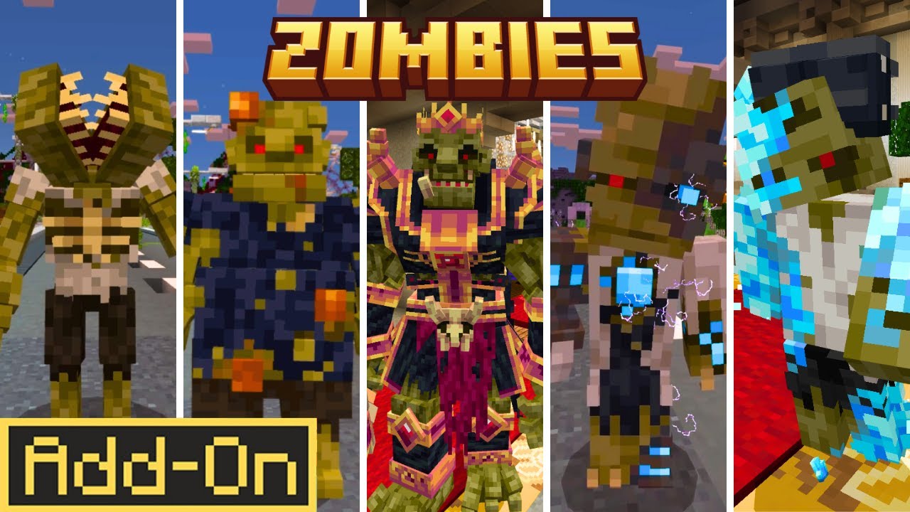 Zombies Add On Full Showcase All Zombies Minecraft Bedrock Addon