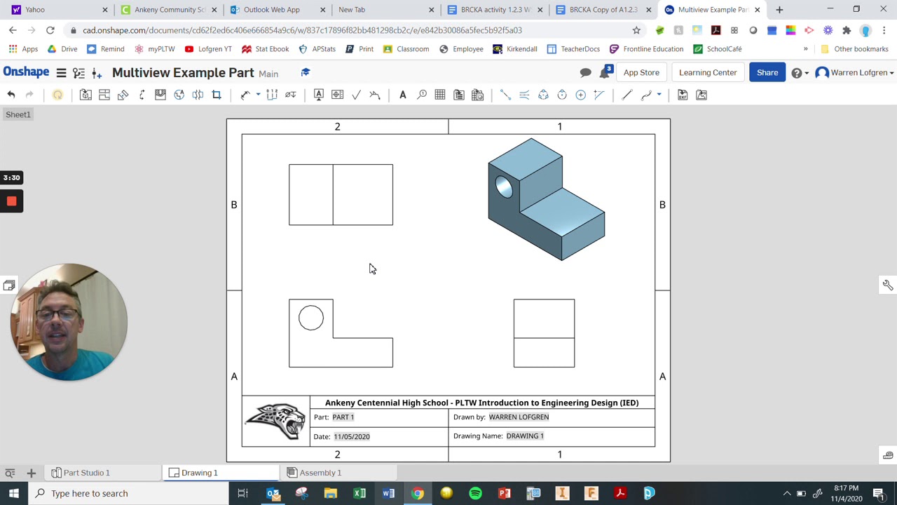 Creating A Multiview Drawing In Onshape Youtube