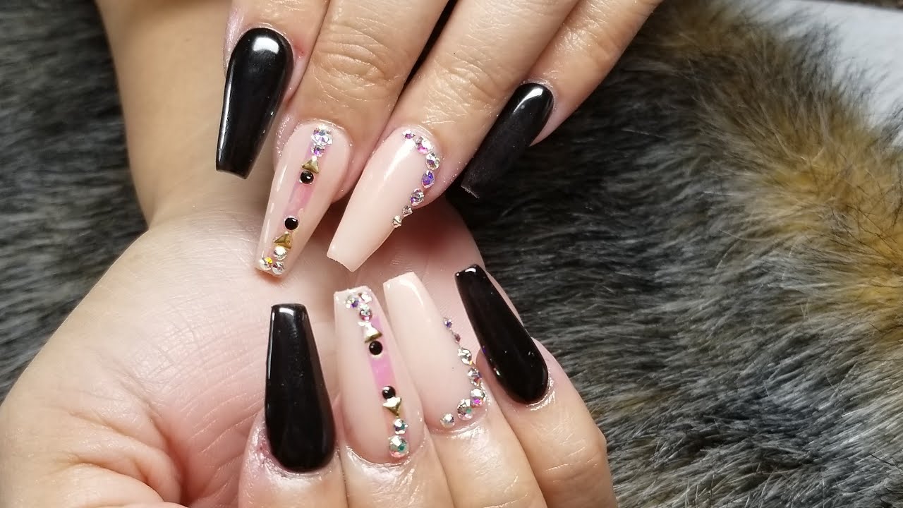 Uñas Acrilicas Negras Y Natural Youtube