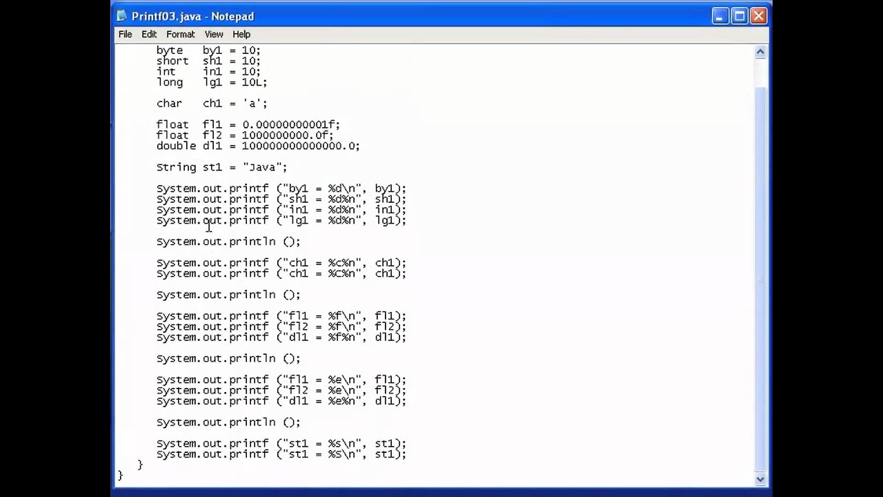 Java Lesson 16 Printf Part 02 Conversion Character Youtube
