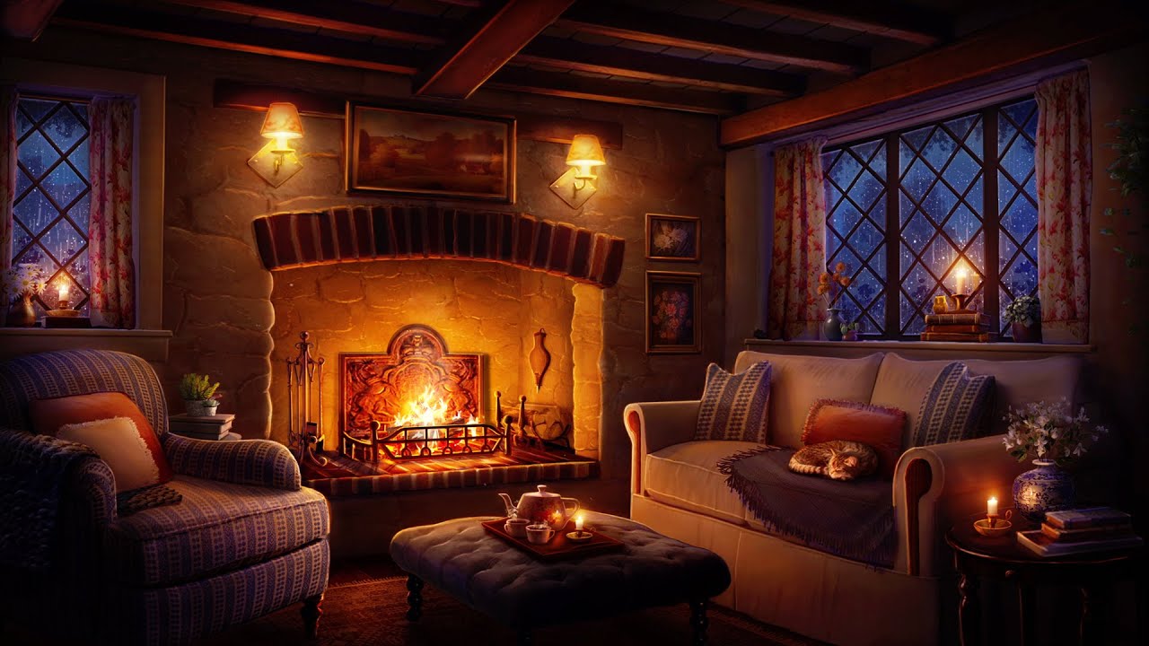 Cozy Country Cottage Ambience With Rain And Fireplace Sounds For