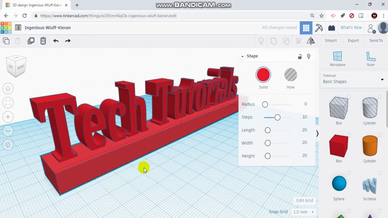 Tinkercad Tutorial 6 Creating A Nameplate Using The Text Tool And