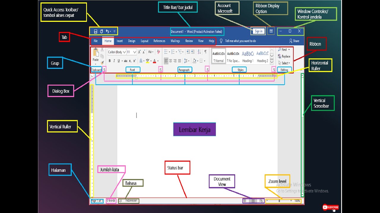 Mengenal Tampilan Ms Word 2019 Youtube