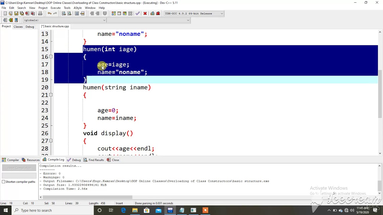 Overloading Class Constructors Youtube