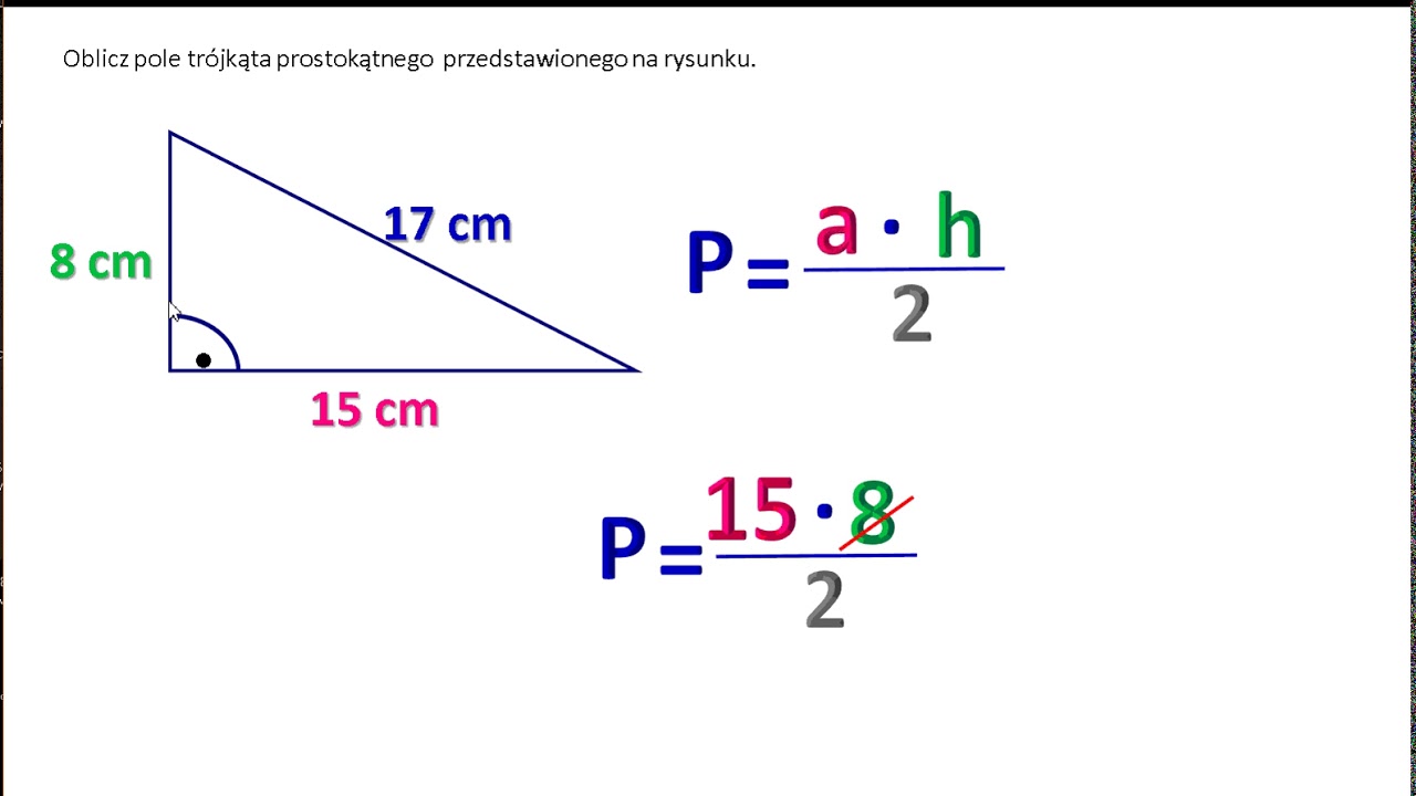 Oblicz Pole Trójkąta Prostokątnego Youtube