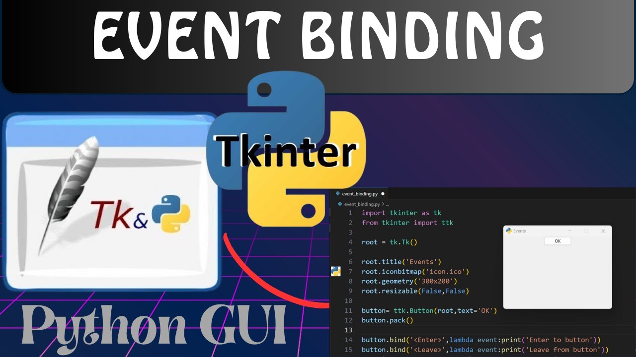 Python 9 Tkinter Tutorial For Beginners Event Binding Youtube
