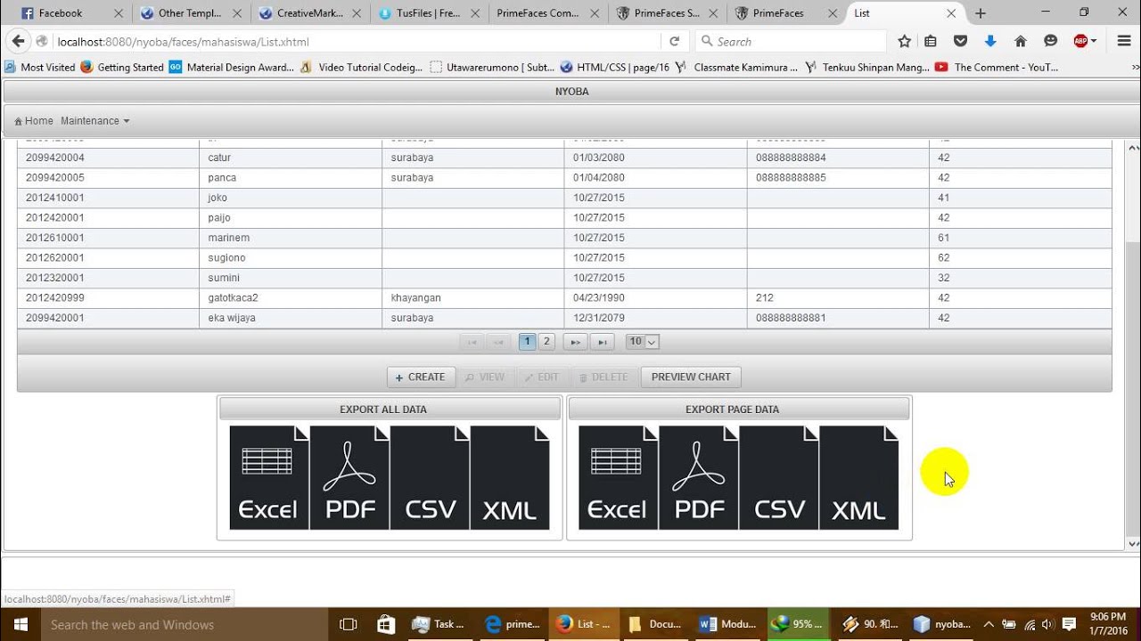 04 Primefaces Data Exporter Youtube
