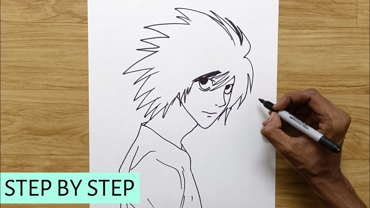 L Drawing Ideas How To Draw L From Death Note Easy Step By Step